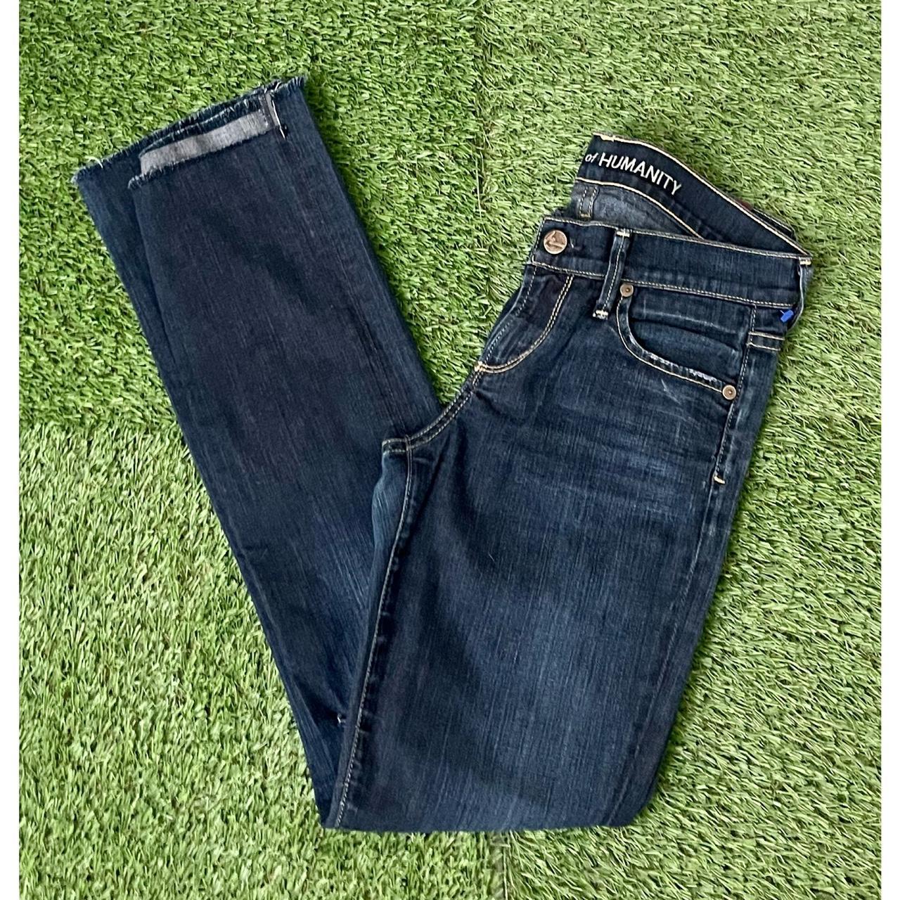 Citizens of Humanity Dark Denim Knee Slit Distressed... - Depop