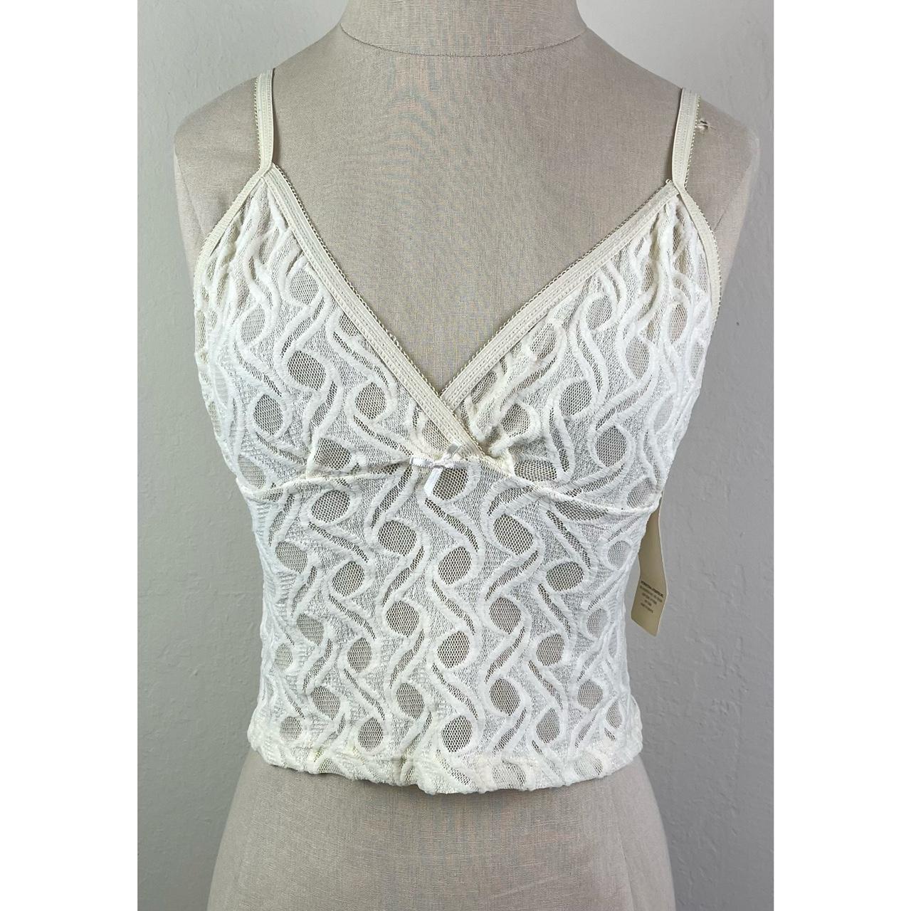 Rene Rofe Beige Lace Cropped Tank Top Item is NWT -... - Depop