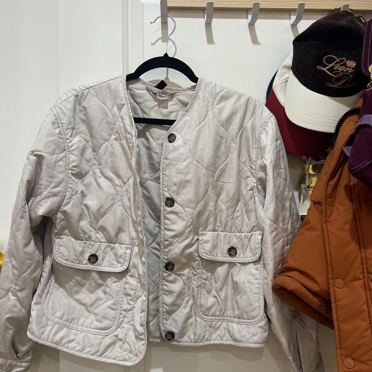 H&M Cream Army style short jacket Nice and lightweight - Depop