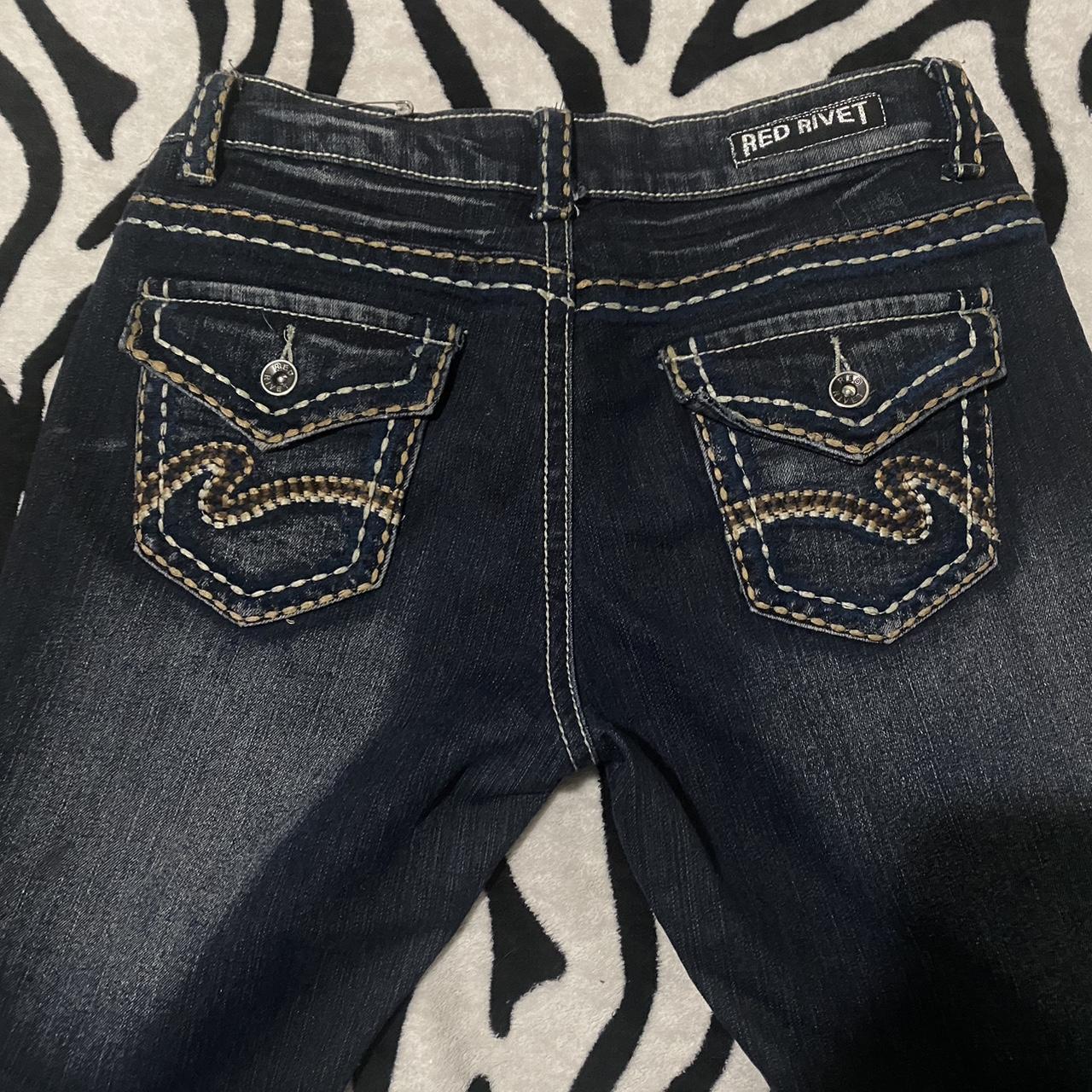 RED RIVET LOW RISE FLARE JEAN 🐾 details super low... - Depop