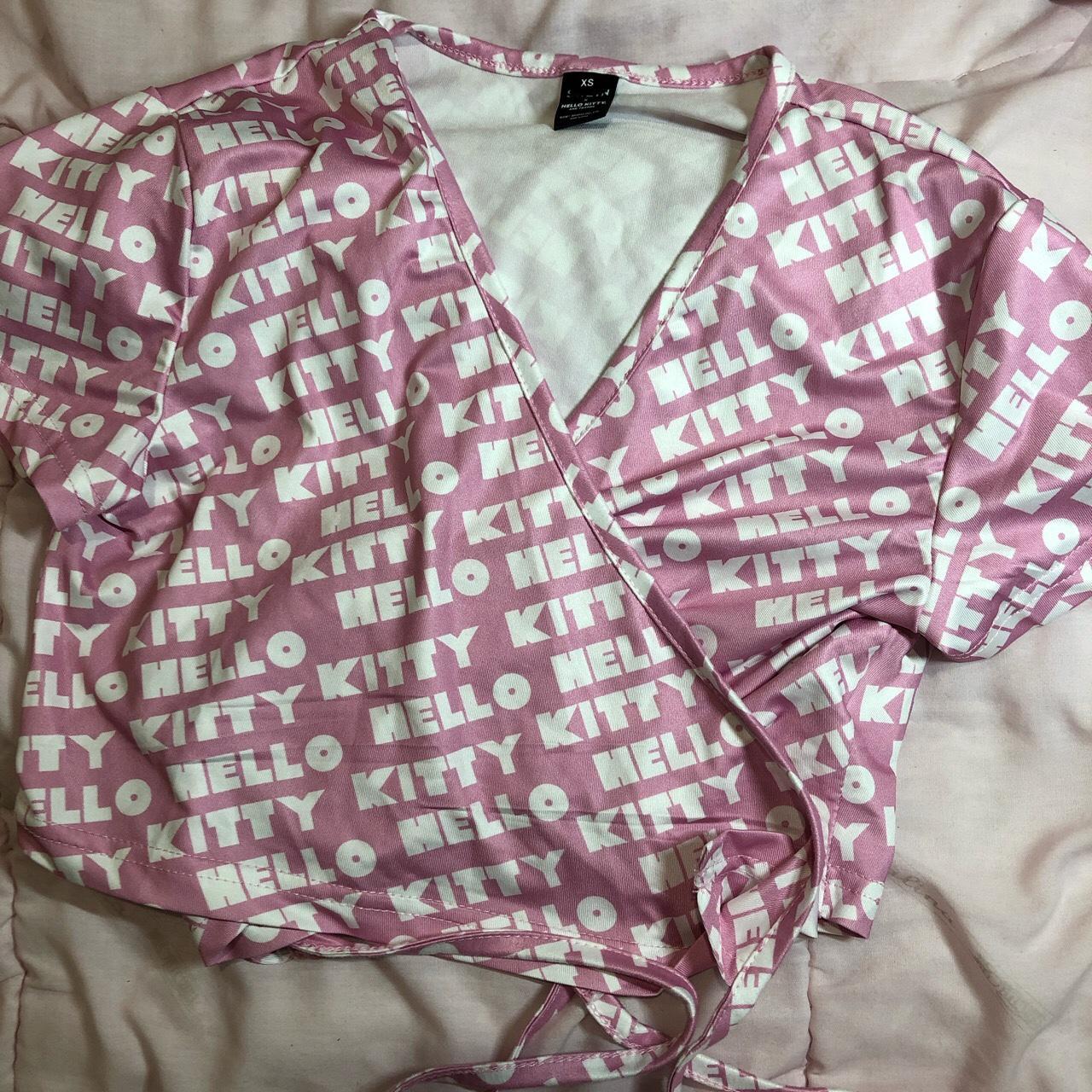 Shein X Hello Kitty Crop Wrap Shirt and Wrap Skirt... - Depop
