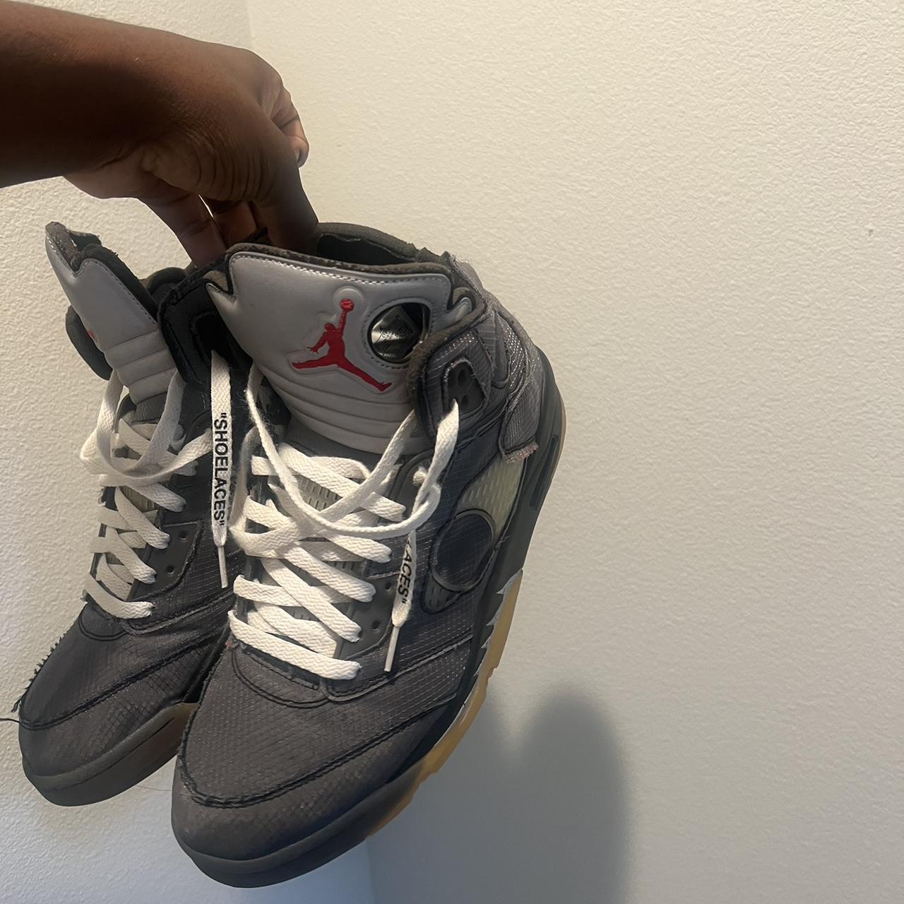 Off white Jordan 5 muslin Size 13/46 kinda worn... - Depop
