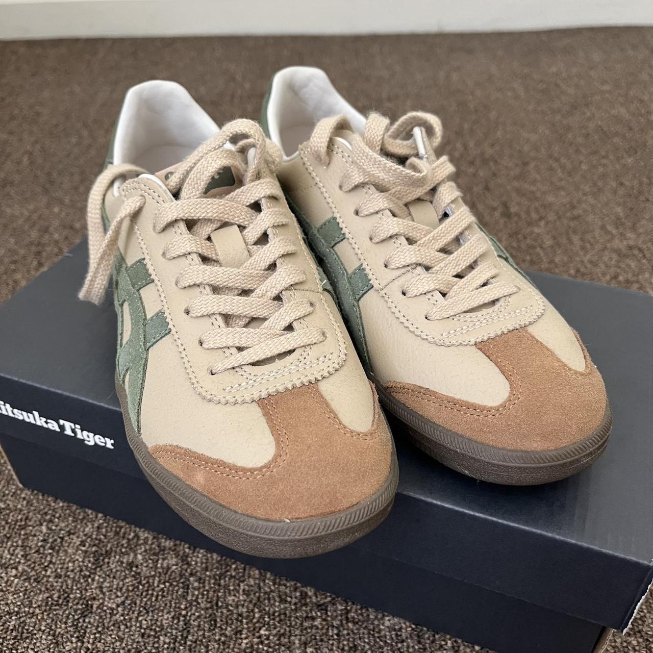onitsuka tiger tokuten beige green sneakers in size... | Depop