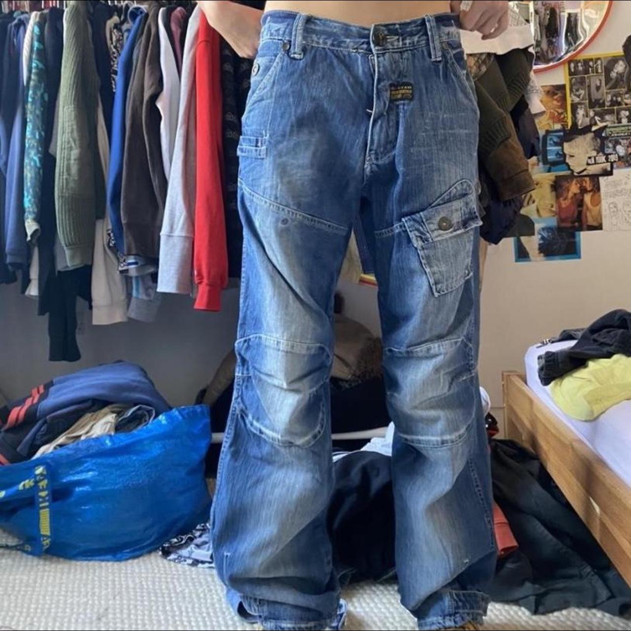 Baggy utility multi pocket denim Jeans Dark wash... - Depop