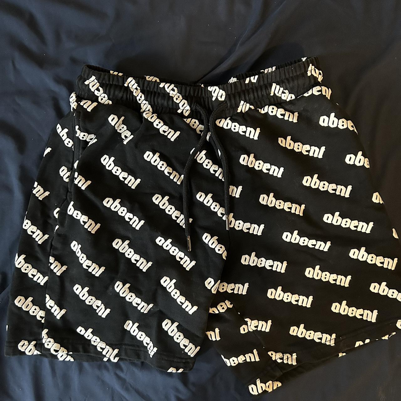 Absent All Over Logo Shorts Worn a few times, still... - Depop