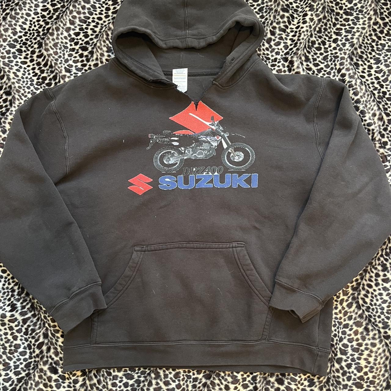 Y2k graphic hoodie! Brand is suzuki. Neckline is cut... - Depop