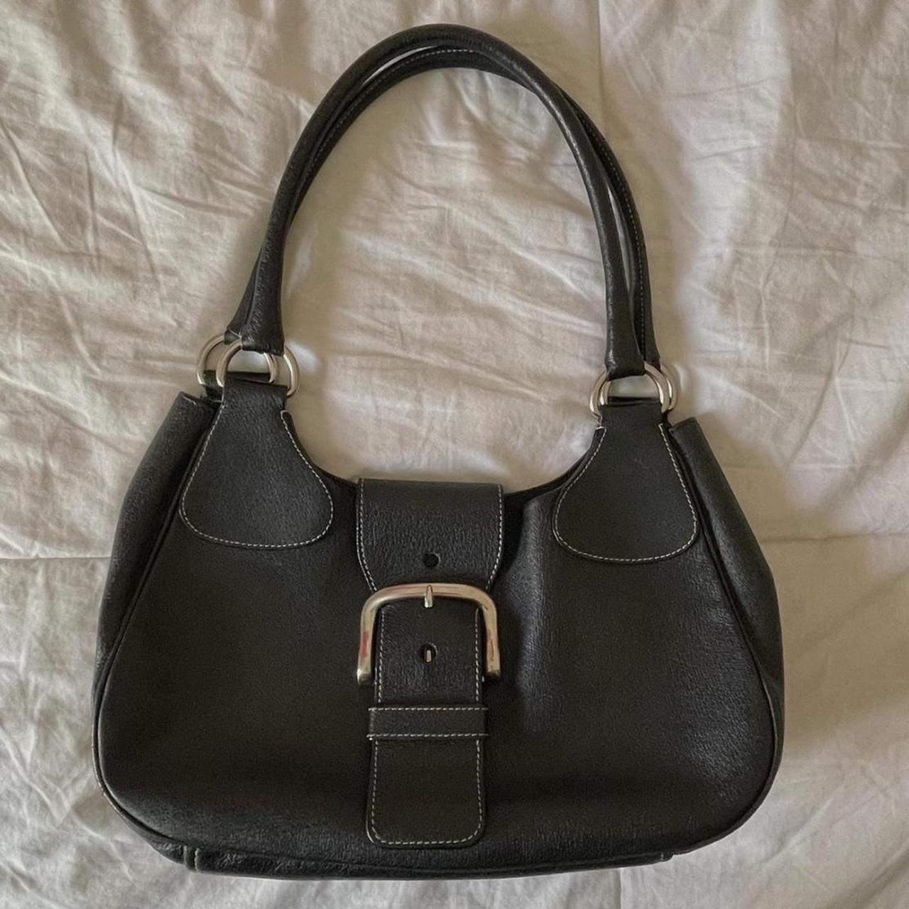 Beautiful black leather Vintage Prada purse with... - Depop