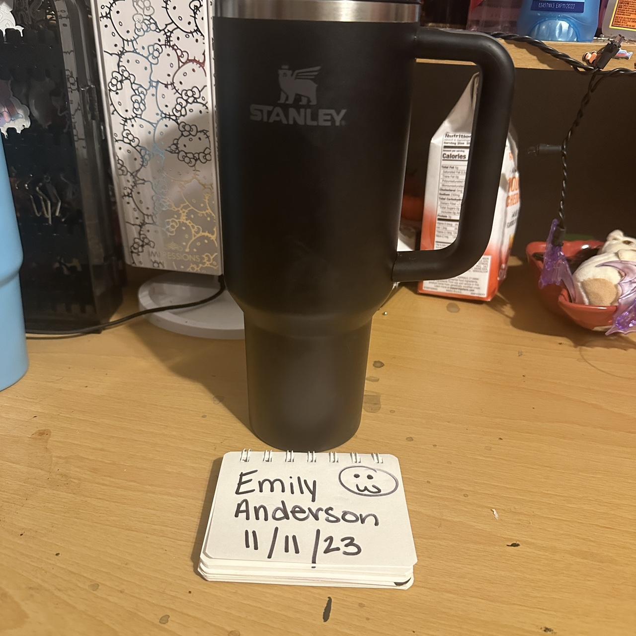 40 oz Matte black Stanley Comes with black straw... - Depop