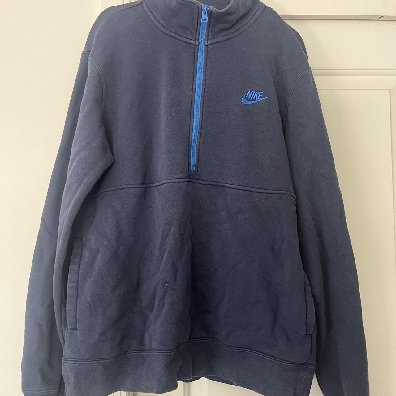 NIKE ZIP UP CREWNECK Navy Blue Crewneck with front... - Depop