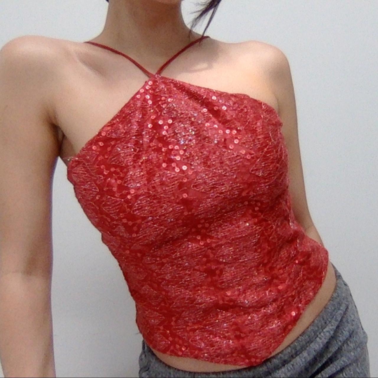 Vintage red sequin top - purchased from reformation... - Depop
