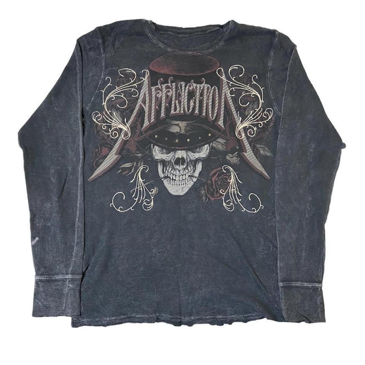 affliction thermal - waffle knit construction long... - Depop