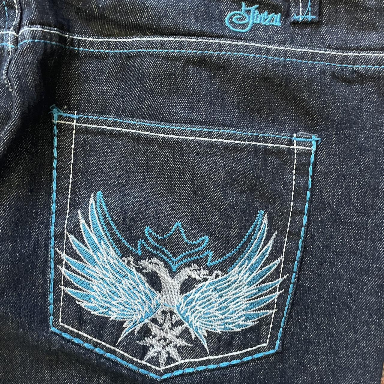 Jinzu Ultra Baggy Embroidered Jeans Cool colors and... - Depop