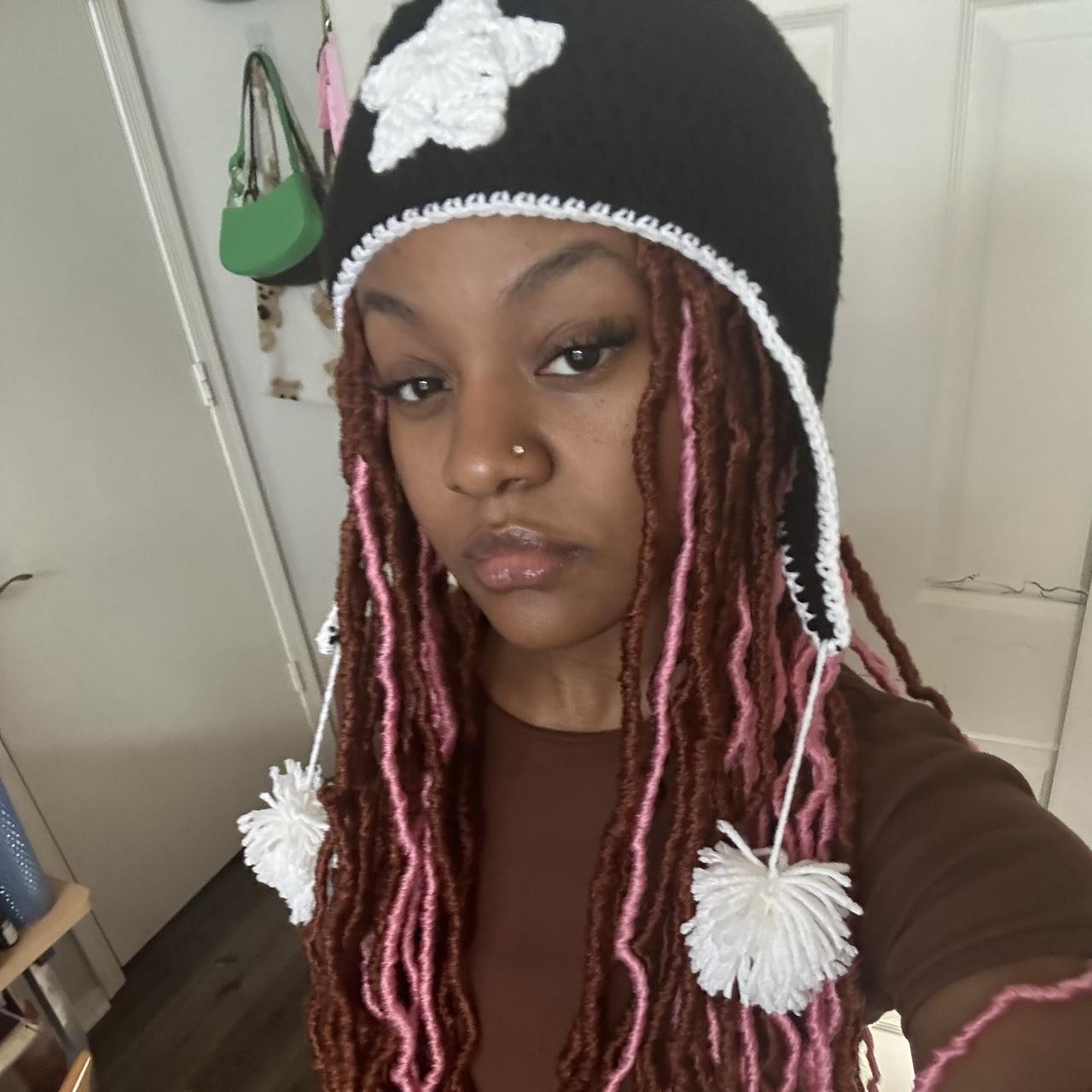 Handmade Crocheted hat with ear flaps !! There... - Depop