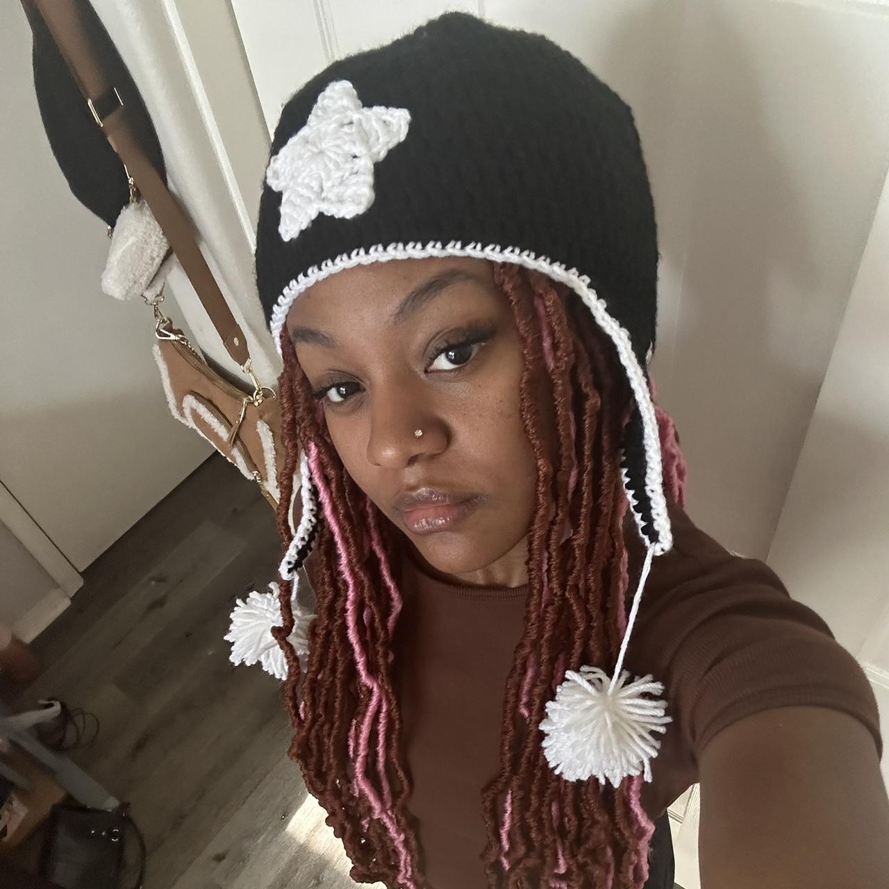 Handmade Crocheted hat with ear flaps !! There... - Depop