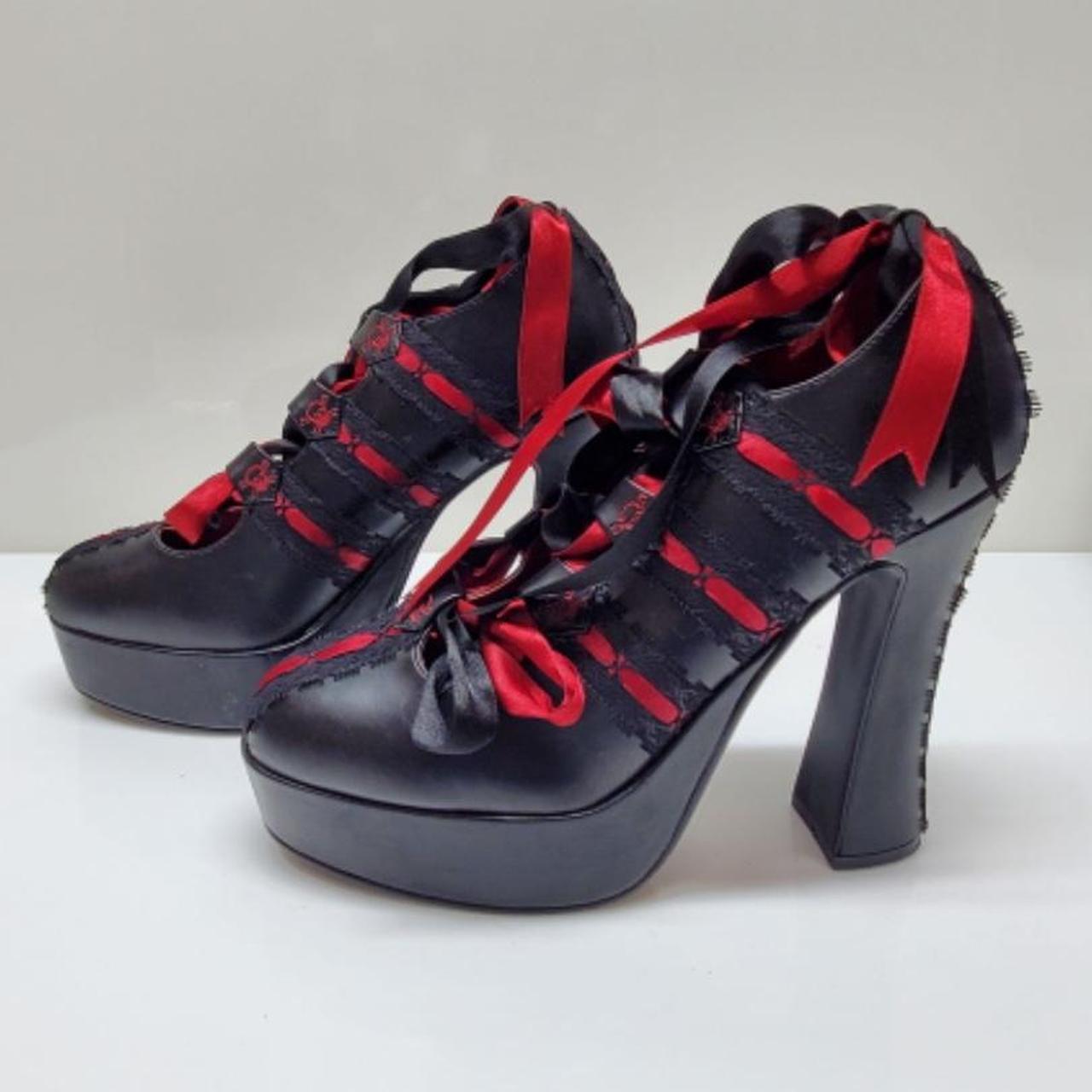 demonia demon 13 lace platform heels ☆ bought from... - Depop