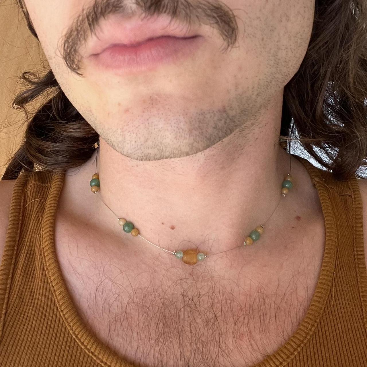 Handmade neutral earth tone gemstone necklace... - Depop