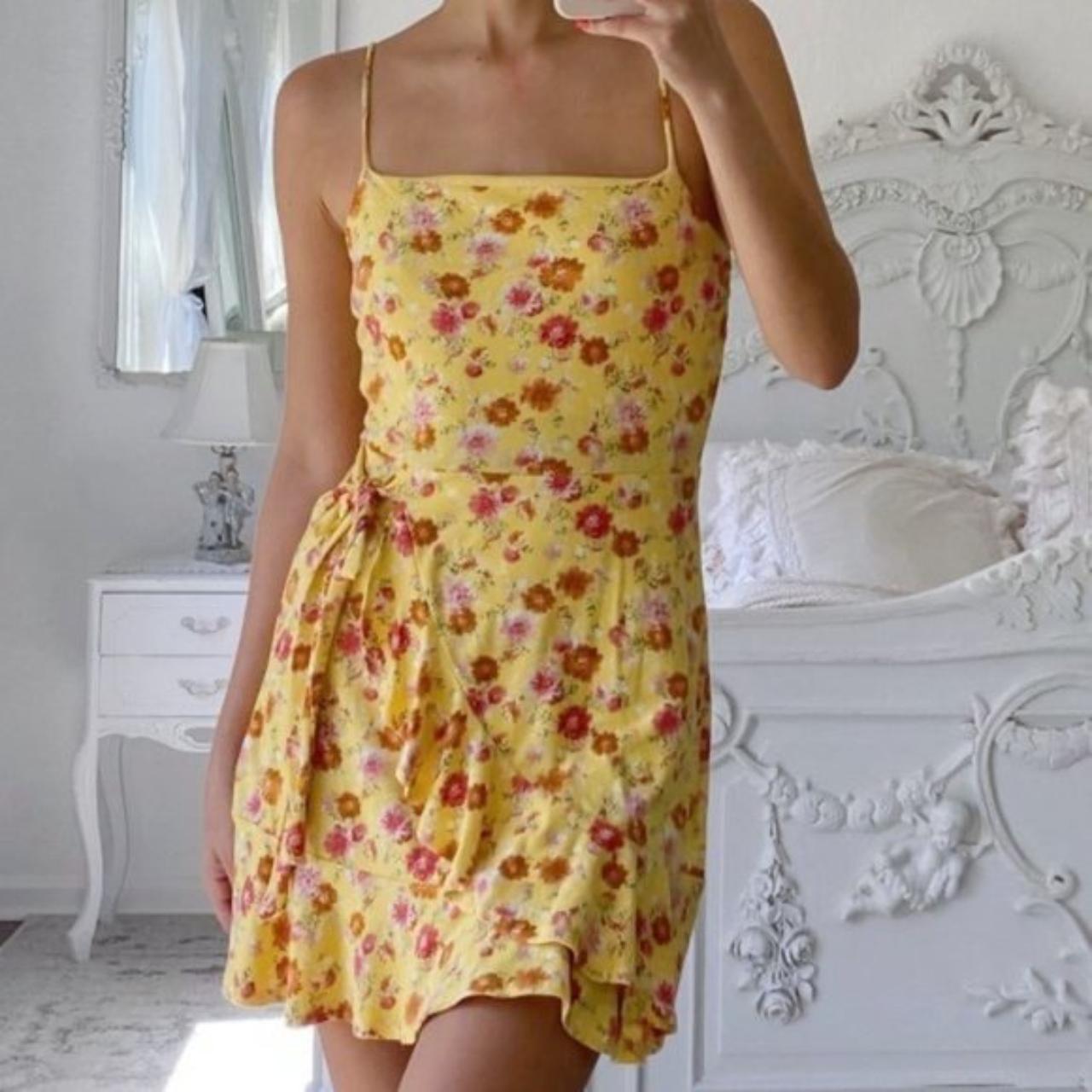 Altar'd State Yellow Floral Ruffle Sundress Lovely... - Depop