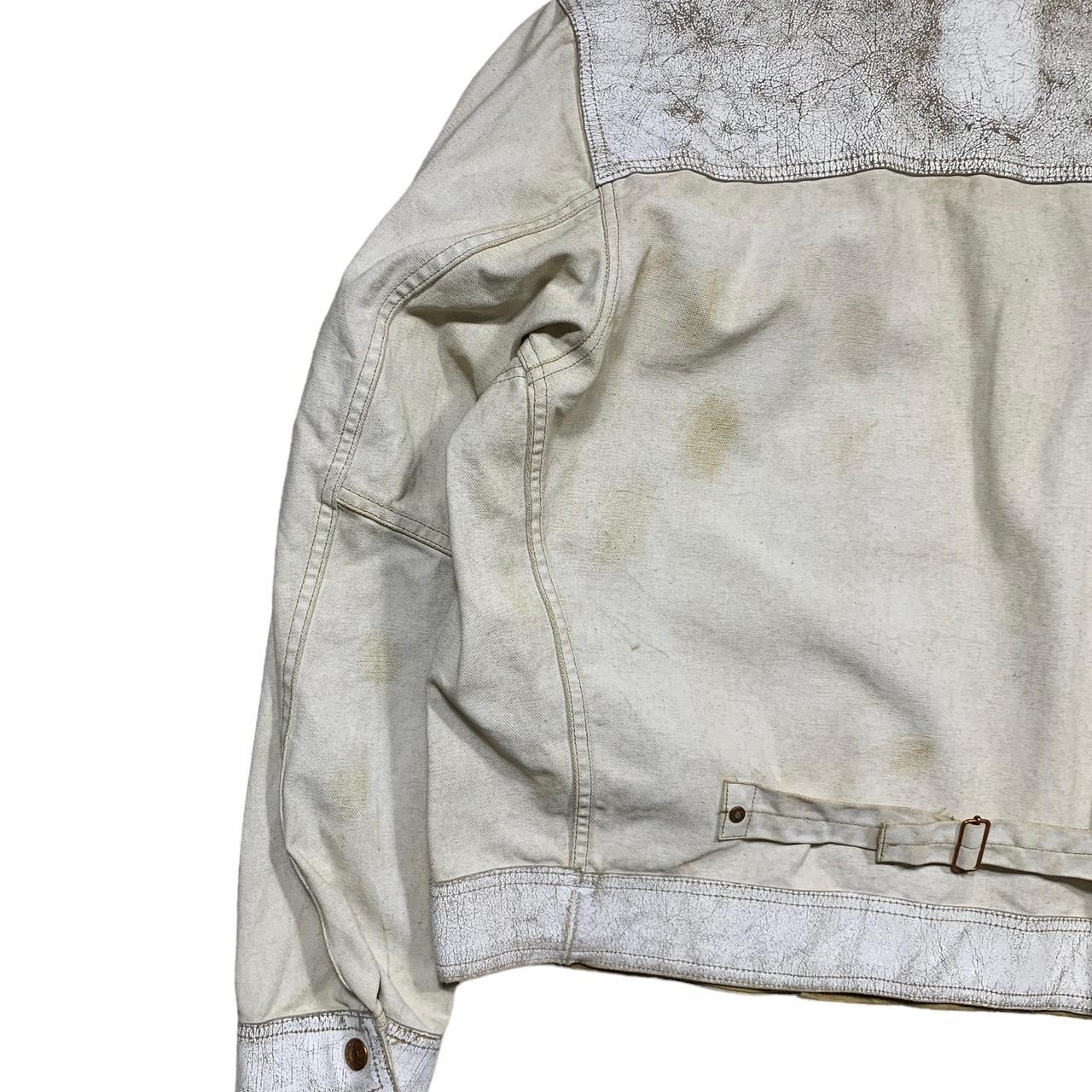 Rare Diesel Denim Leather Jacket Painted Made in... - Depop