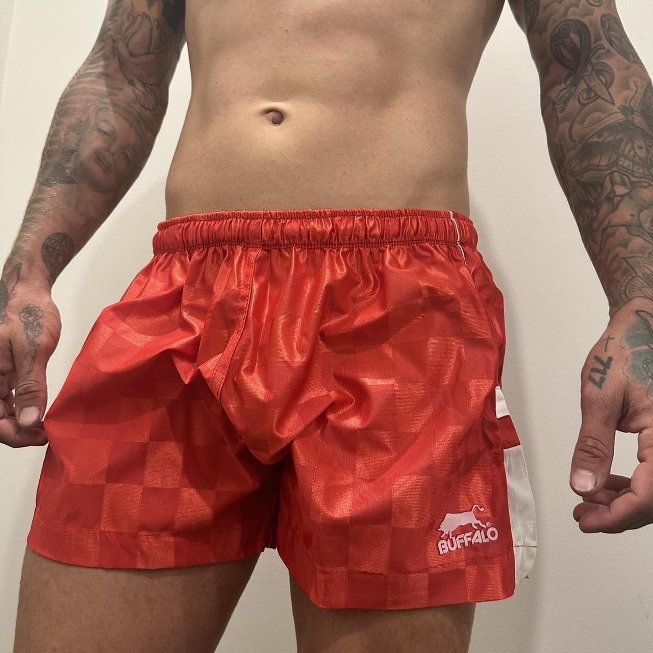 Men’s Nylon Soccer Football Shorts. Shiny Retro... - Depop
