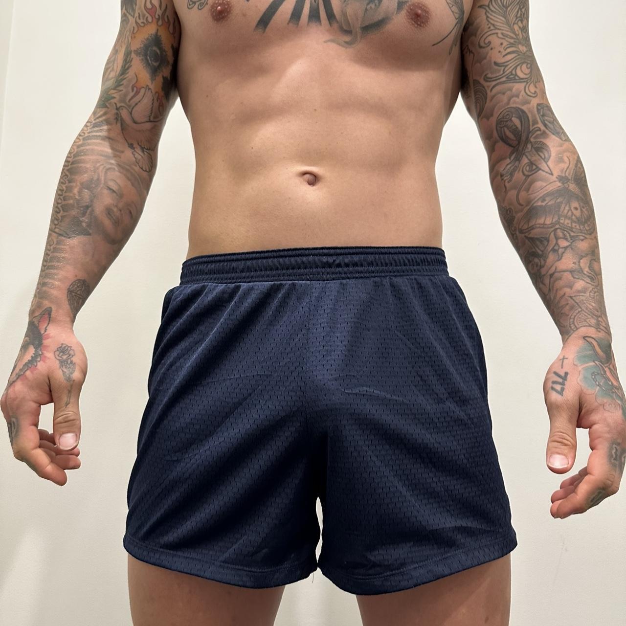 Champion Men’s Mesh Gym Shorts - Navy Blue Medium... - Depop