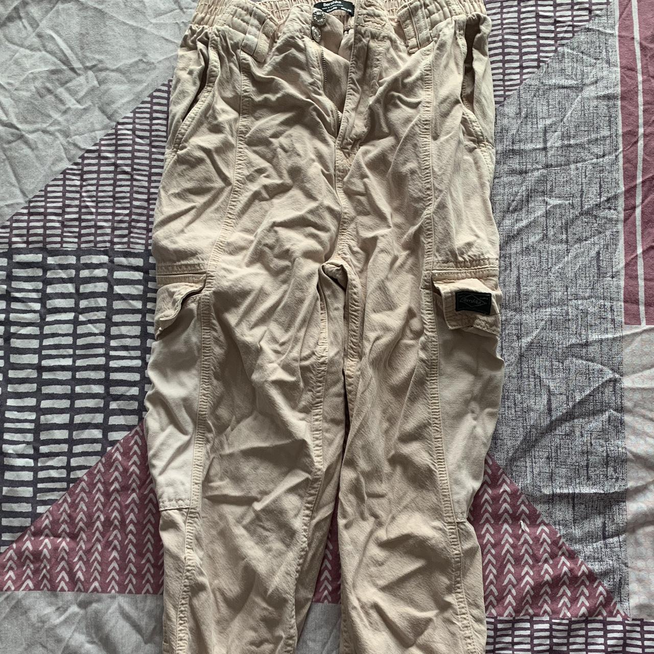 Bershka cuffed cargo style pants #bershka #cargo... - Depop
