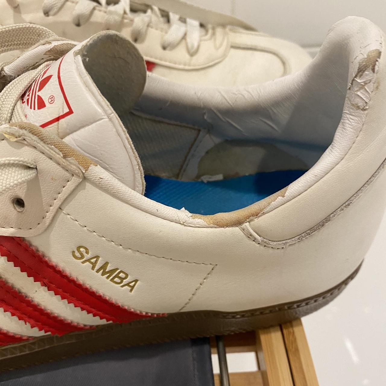 original all leather Adidas sambas Red and white... - Depop
