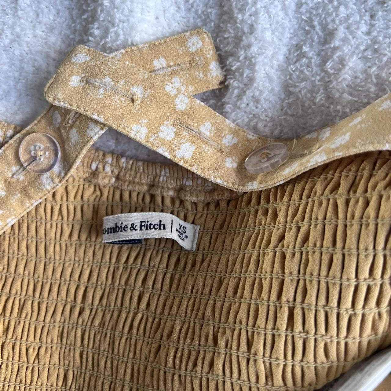 yellow / mustard and white floral top Crop top /... - Depop