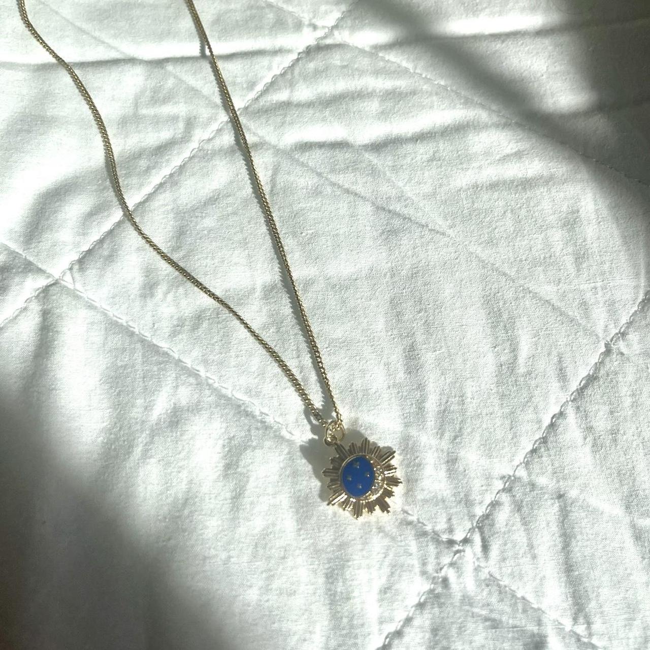 Blue Sun Moon and Stars Gold Necklace ️ ️Add two... - Depop
