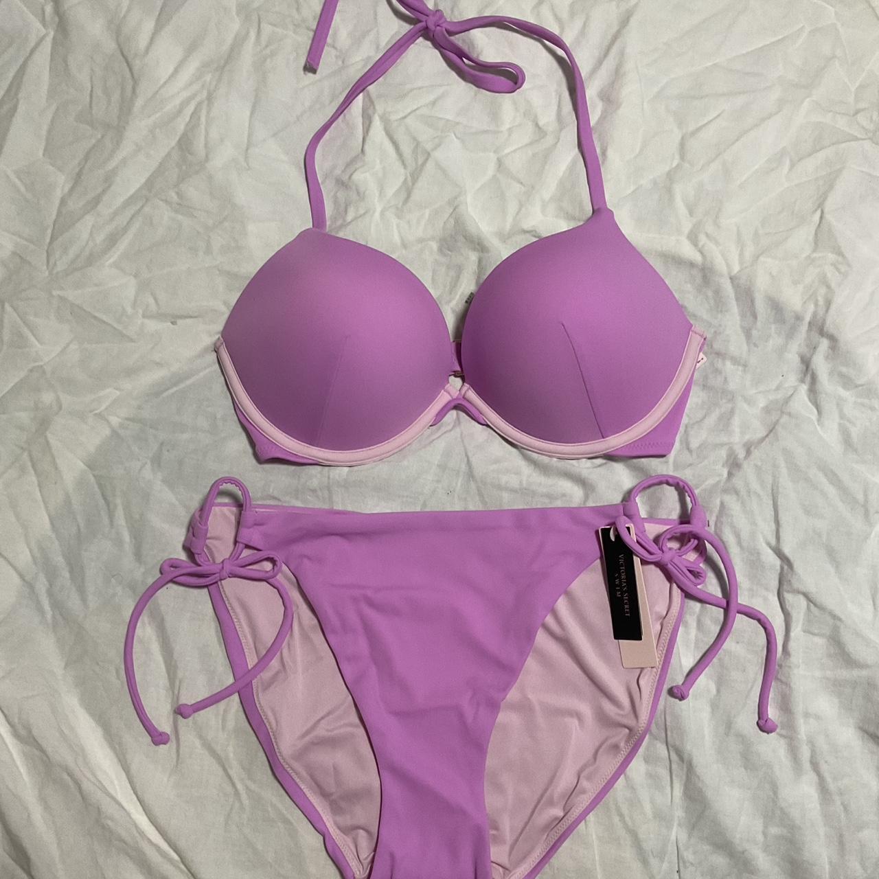 Victoria Secret Purple Bikini Bra 32D Bottoms M... | Depop
