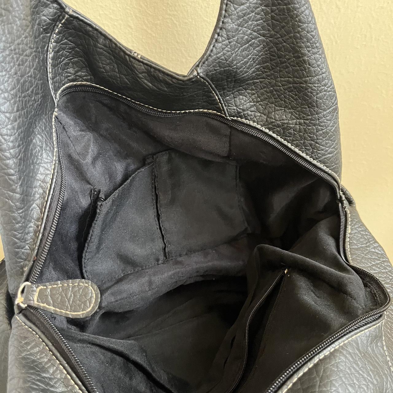 Black leather STRADA shoulder bag with silver... - Depop