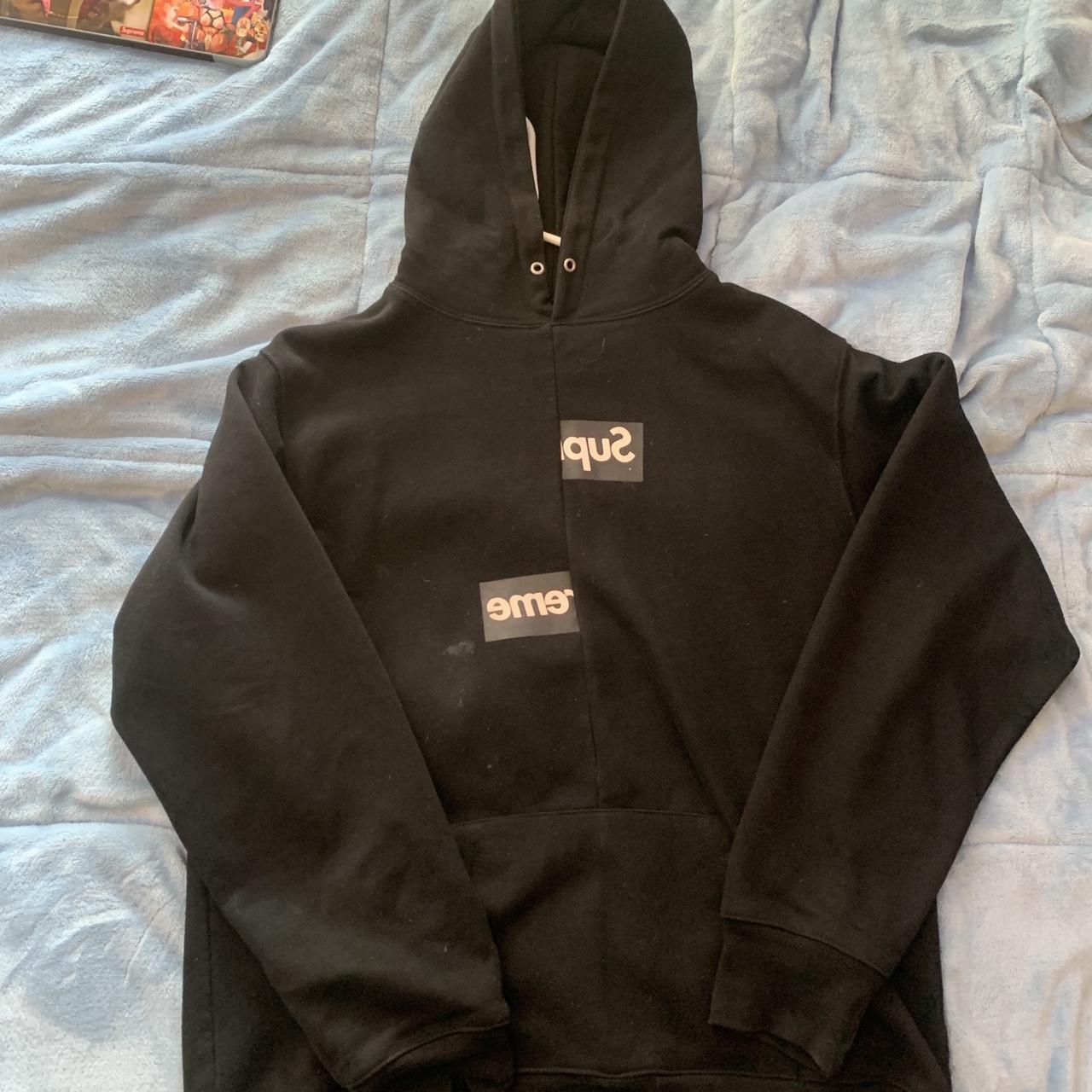 supreme cdg split box logo hoodie - Depop