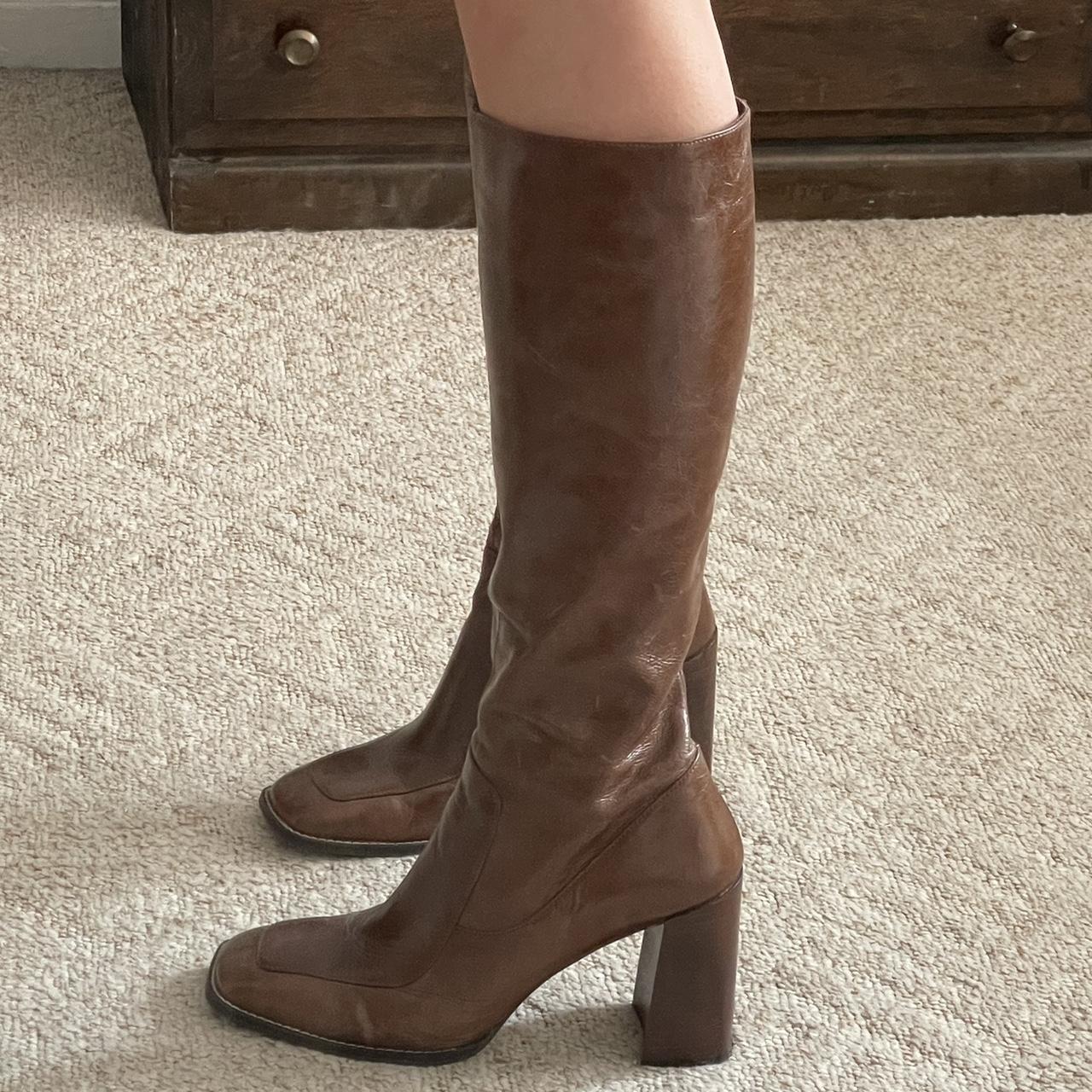 Brown Leather Jonak Paris High Boots • Says size 40... - Depop