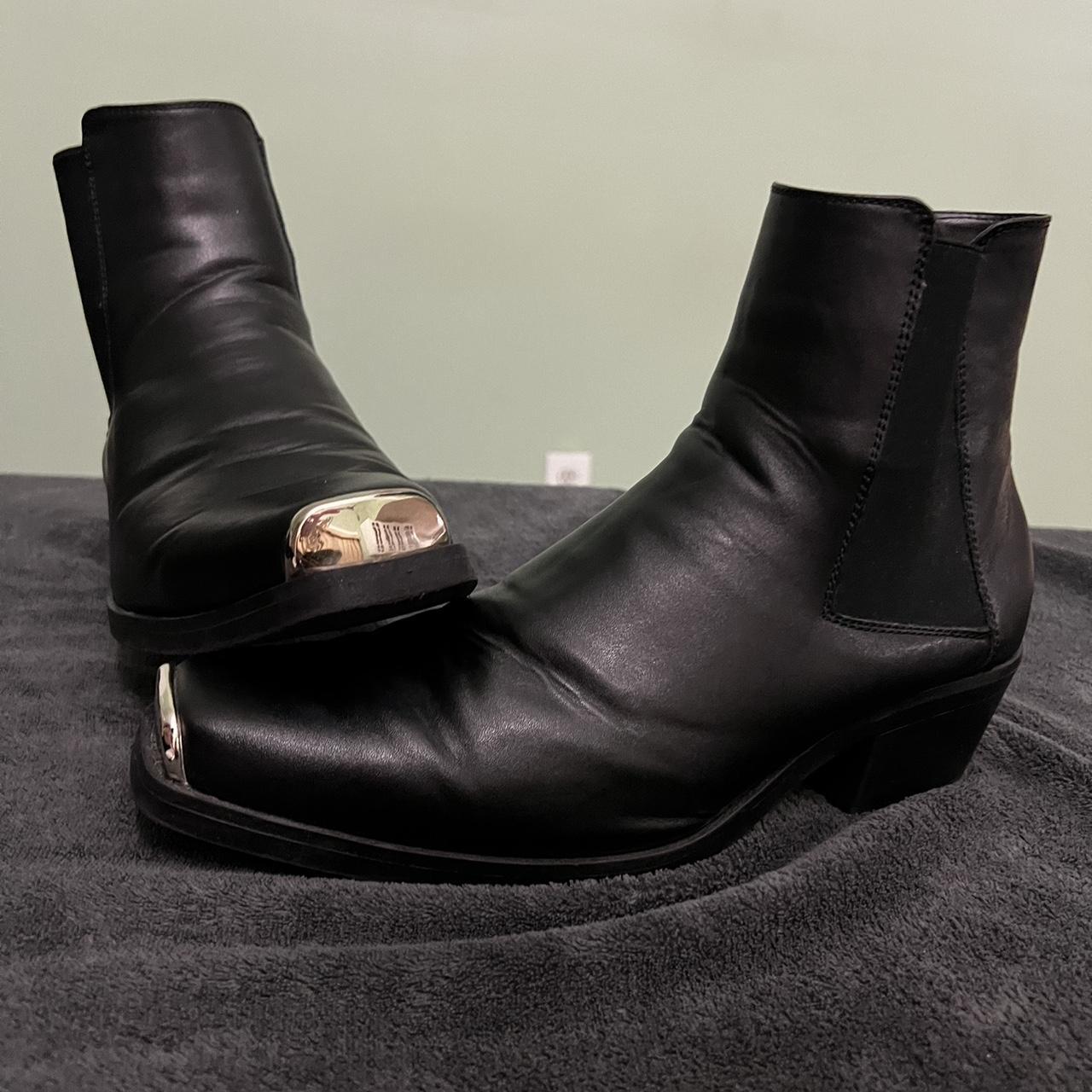 ASOS Men's Black and Silver Boots | Depop