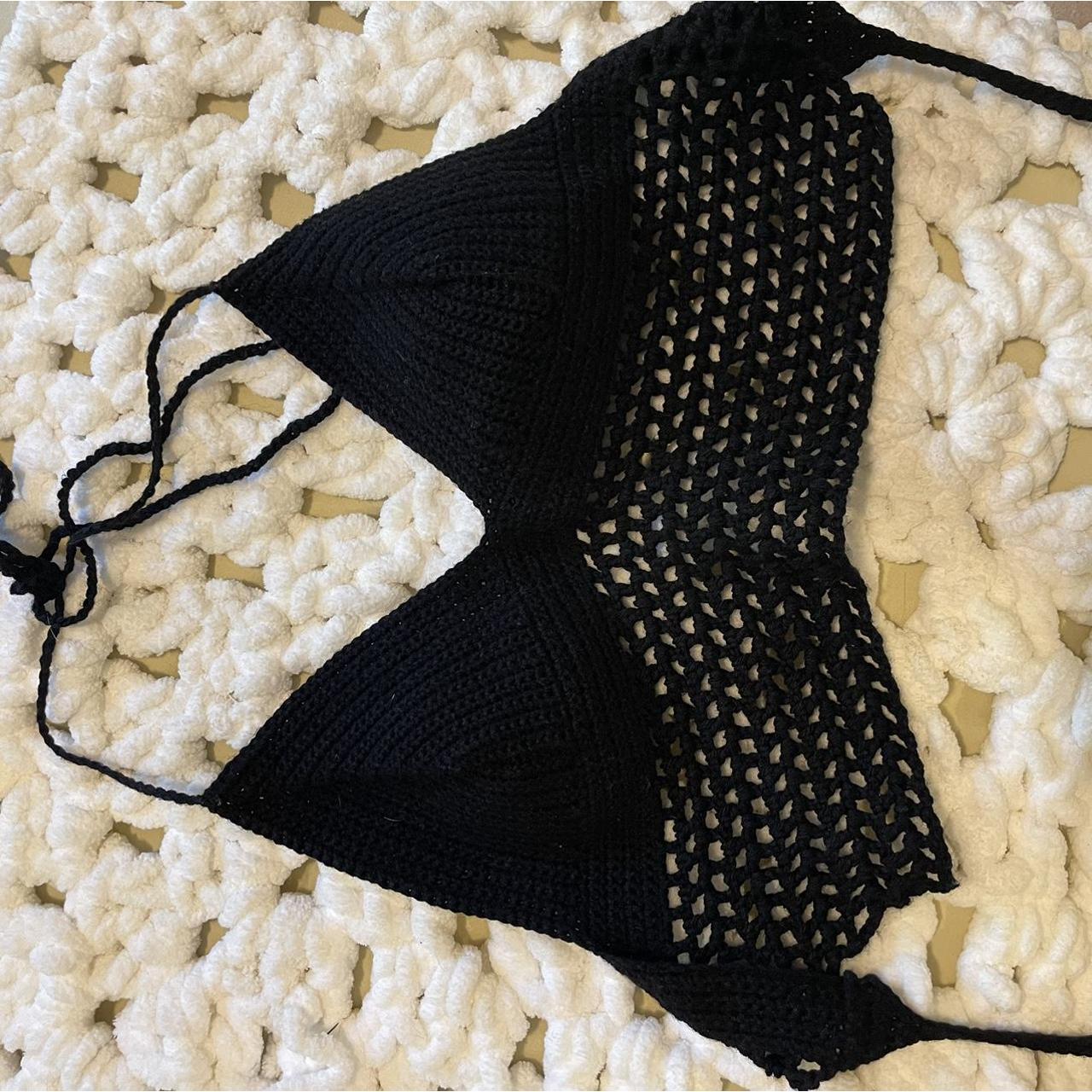 Black crochet top Model is 34D bust for reference... - Depop