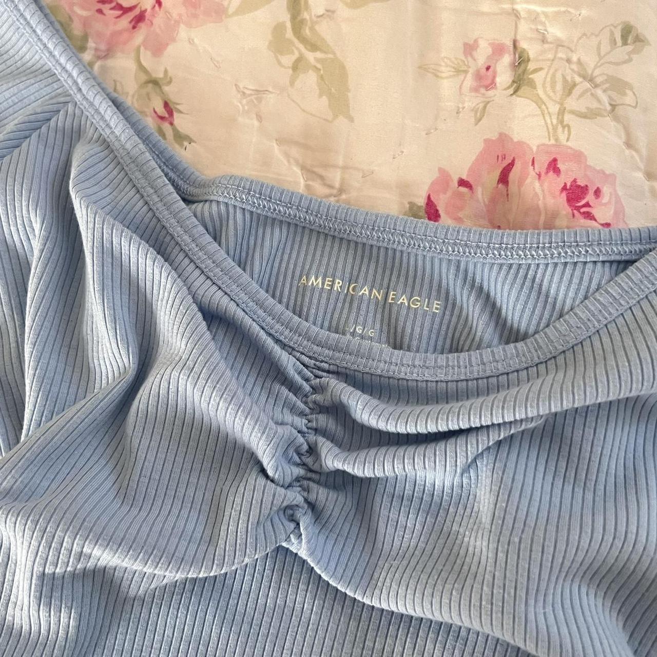 ୨♡୧‿︵ baby blue american eagle shirt off the... - Depop