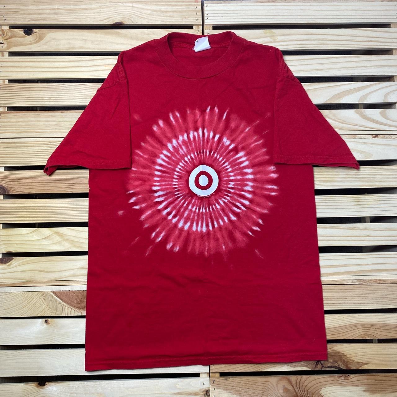 Vintage Target 2000 Red & White Tie Dye Short Sleeve... - Depop