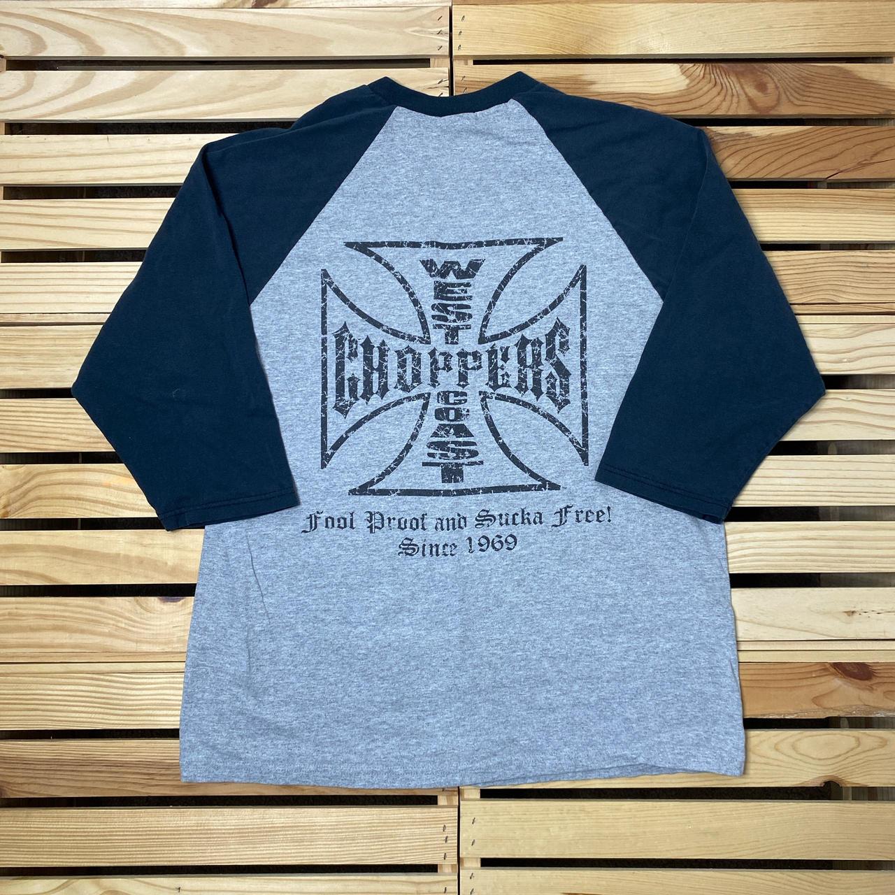 Vintage West Coast Choppers Gray & Black 1/2 Sleeve... | Depop