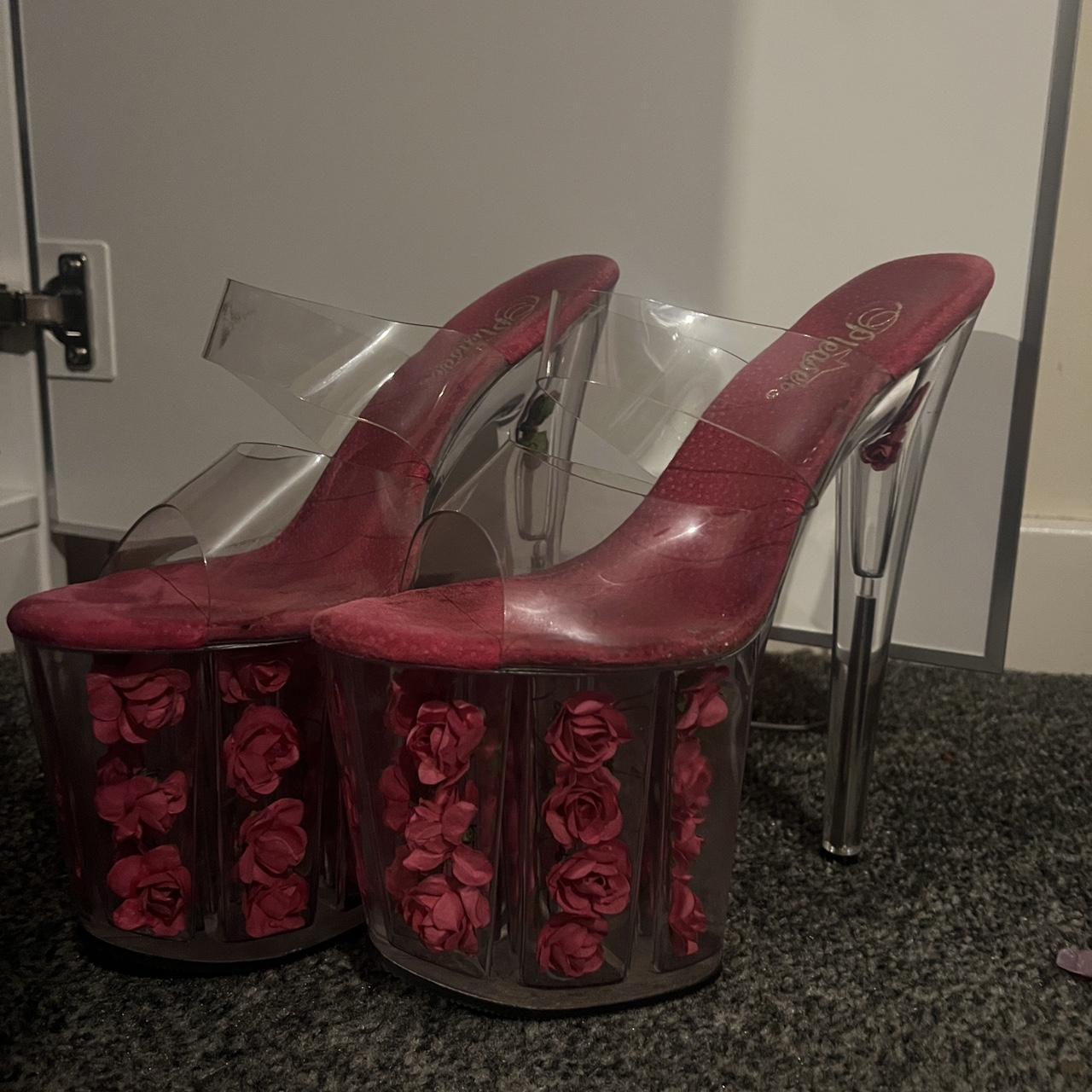 Pleaser 8inch Rose Platforms in Pink - Depop