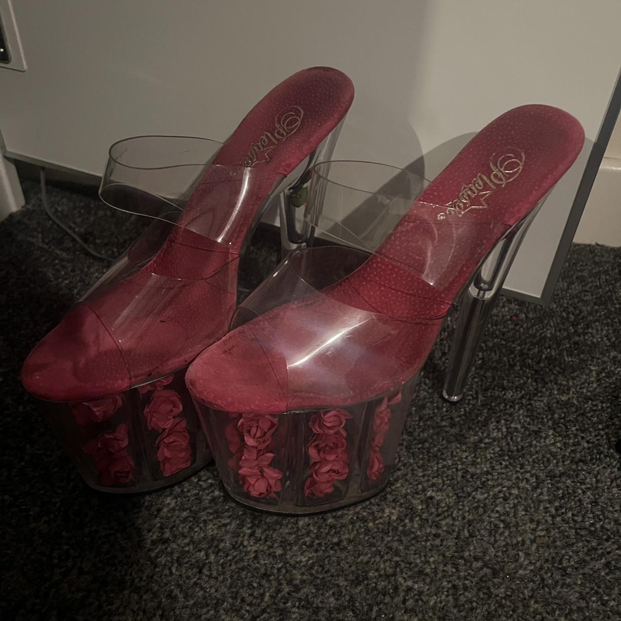 Pleaser 8inch Rose Platforms in Pink - Depop