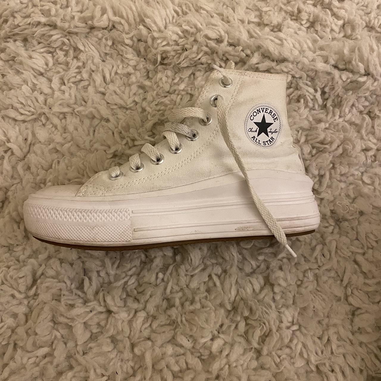 All White platform converse high tops. Will clean... - Depop