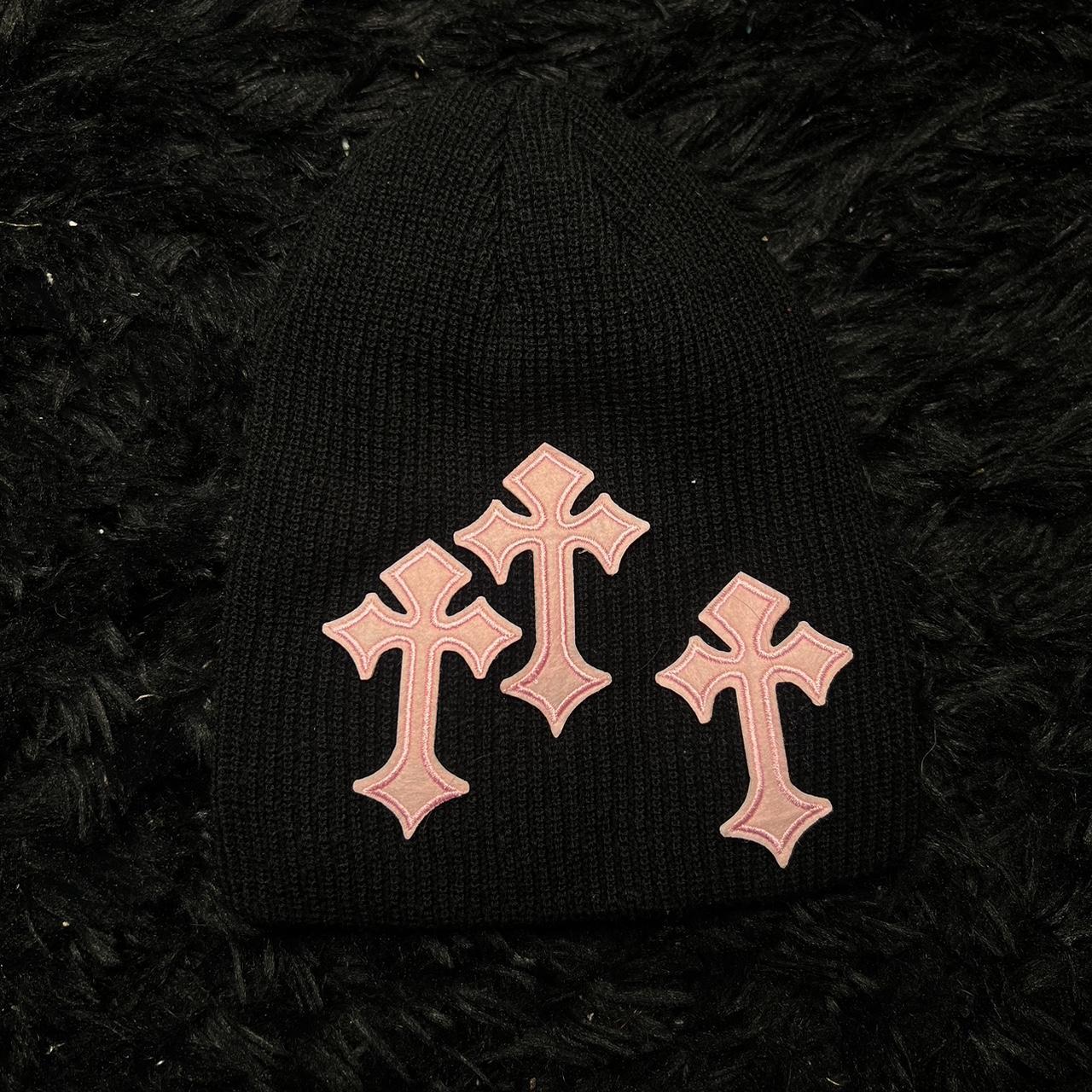 temu pink cross beanie 🫘🩷 - never worn - super... - Depop