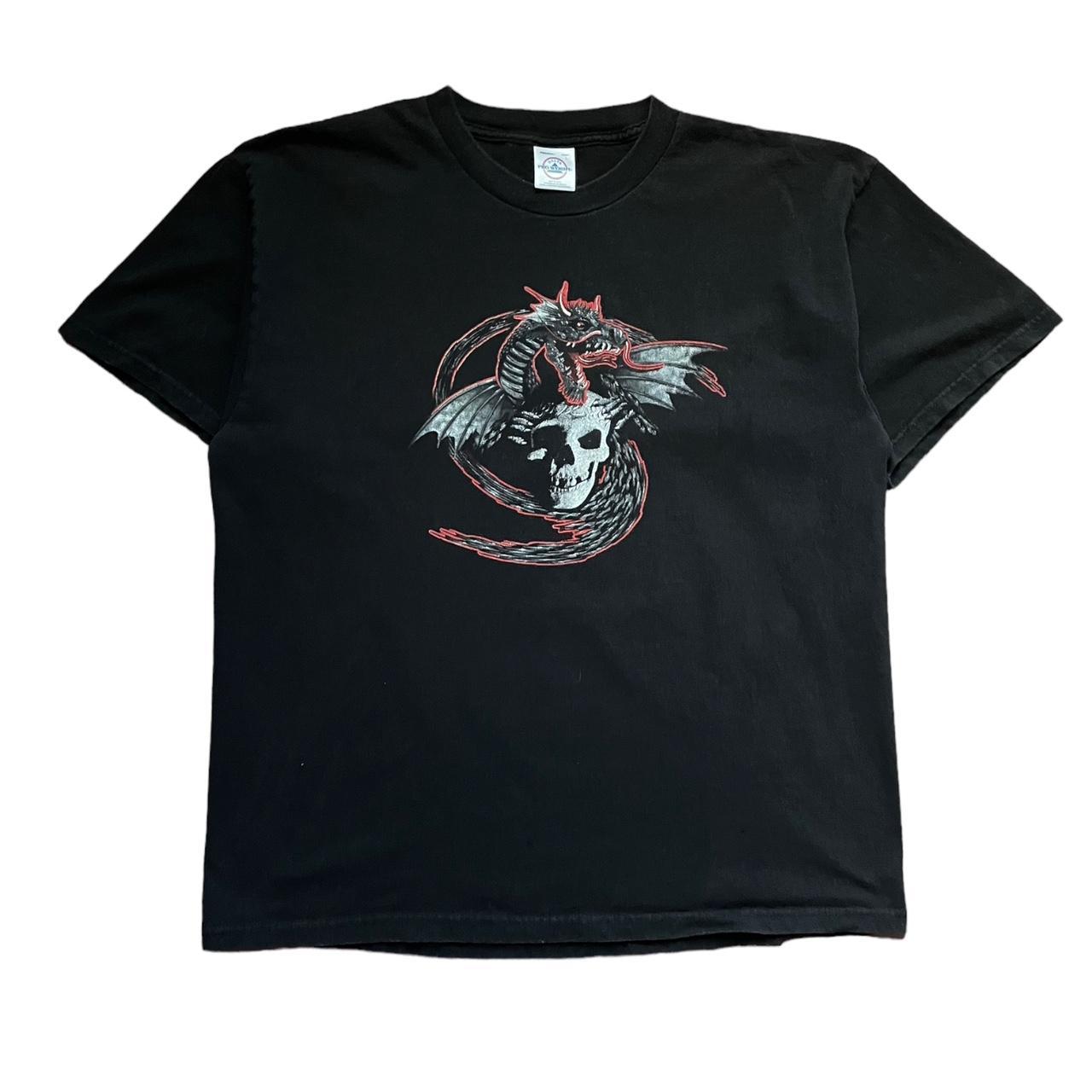 Vintage y2k cyber punk style dragon skull black... - Depop