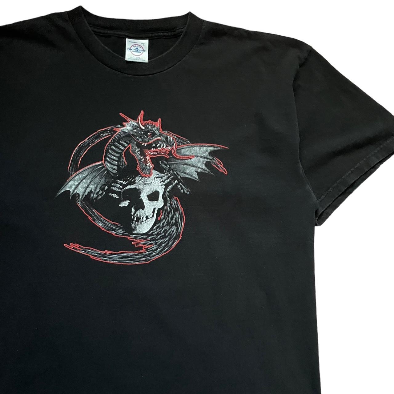 Vintage y2k cyber punk style dragon skull black... - Depop