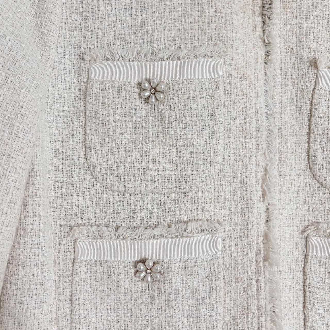 Beautiful LK Bennett white boucle jacket with pearl... - Depop