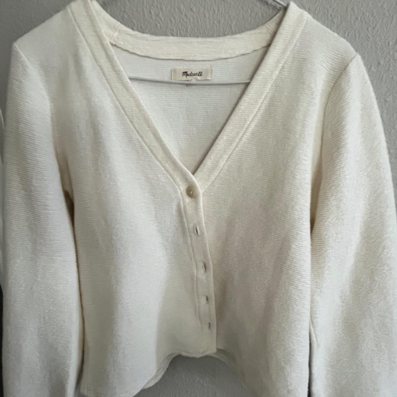 Madewell balloon sleeve cream cardigan. tiny minor... - Depop
