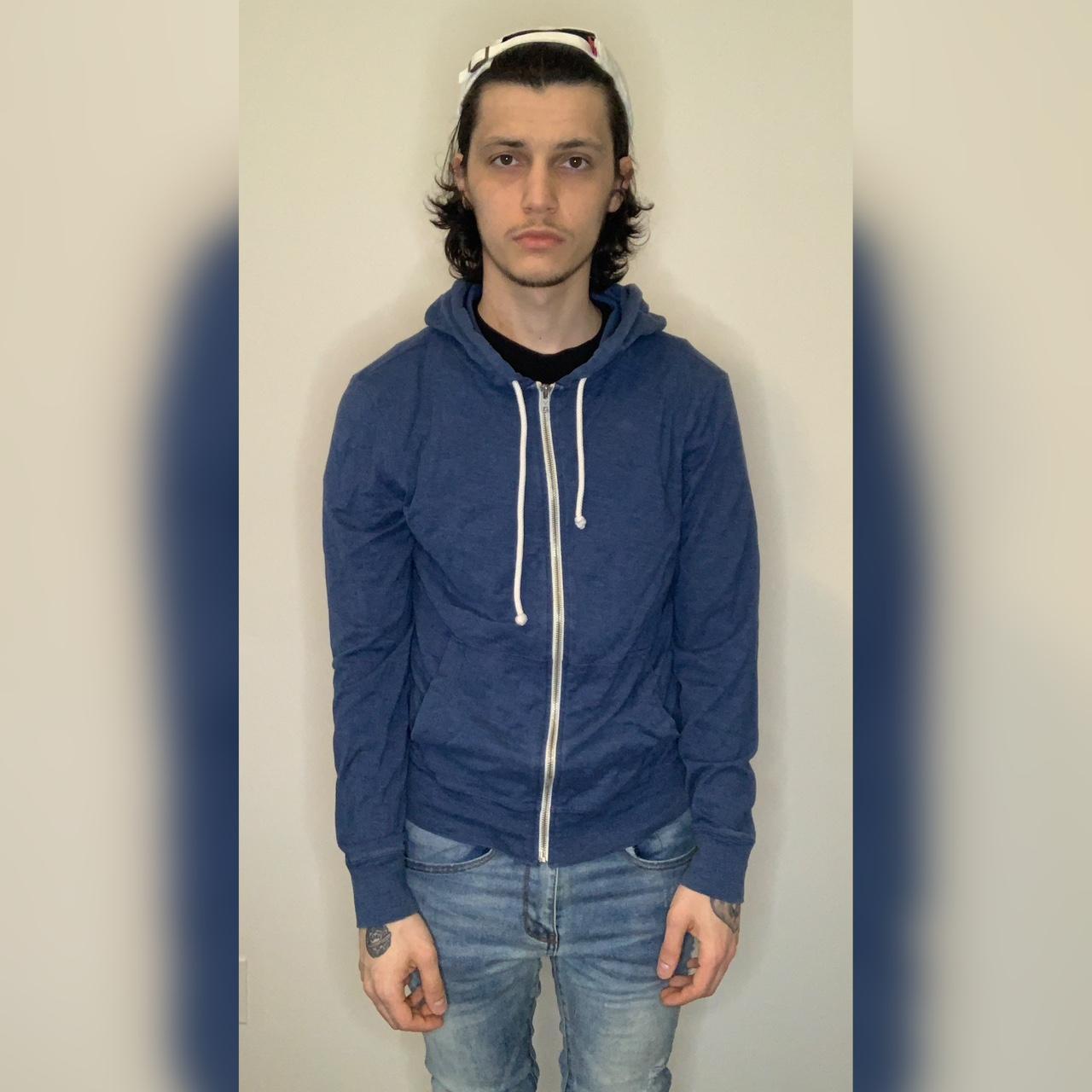 Blue American Eagle Hoodie size Small Model is... - Depop