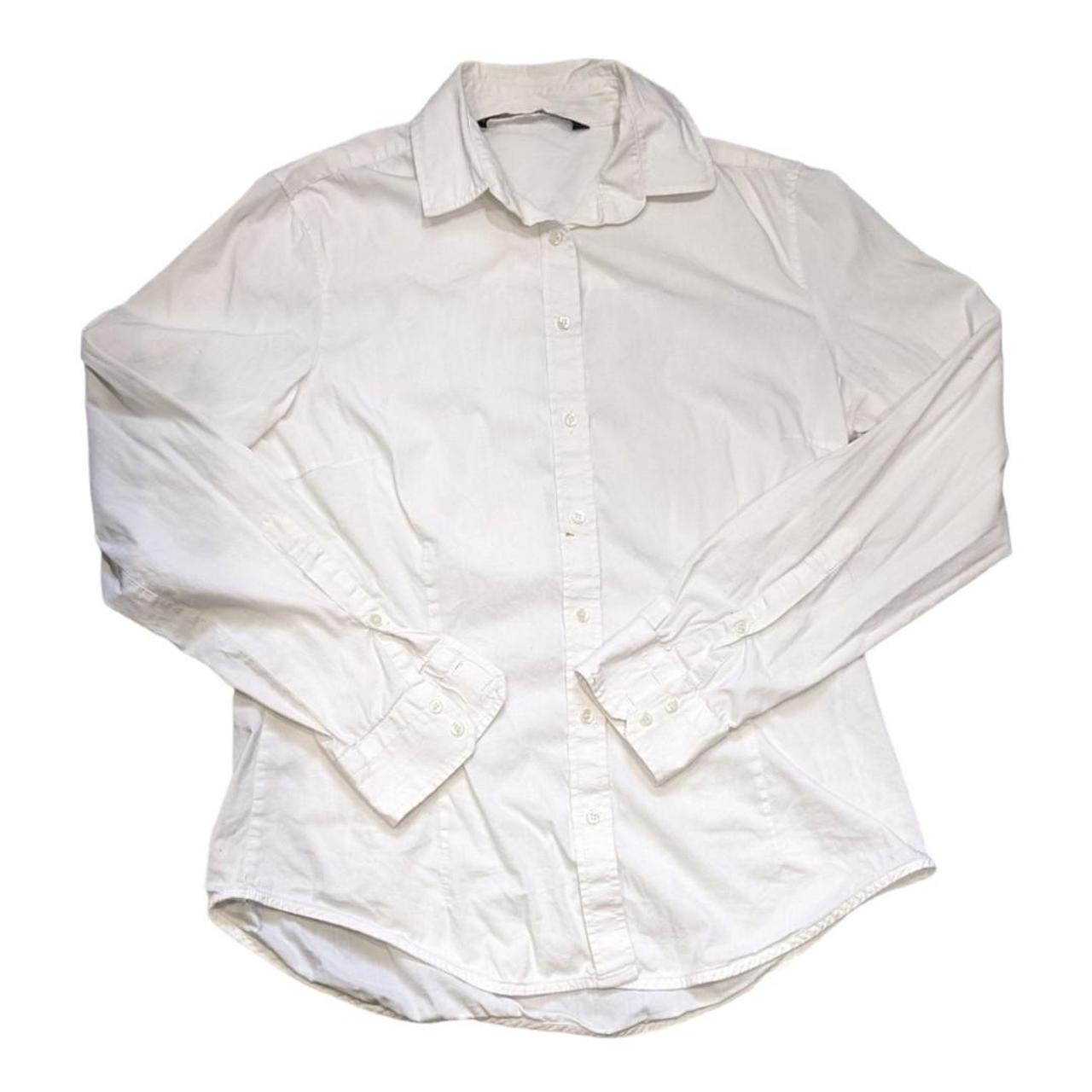 Zara fitted white button up shirt. Label says size M... - Depop Zara fitted white button up shirt. Label says size M... - Depop