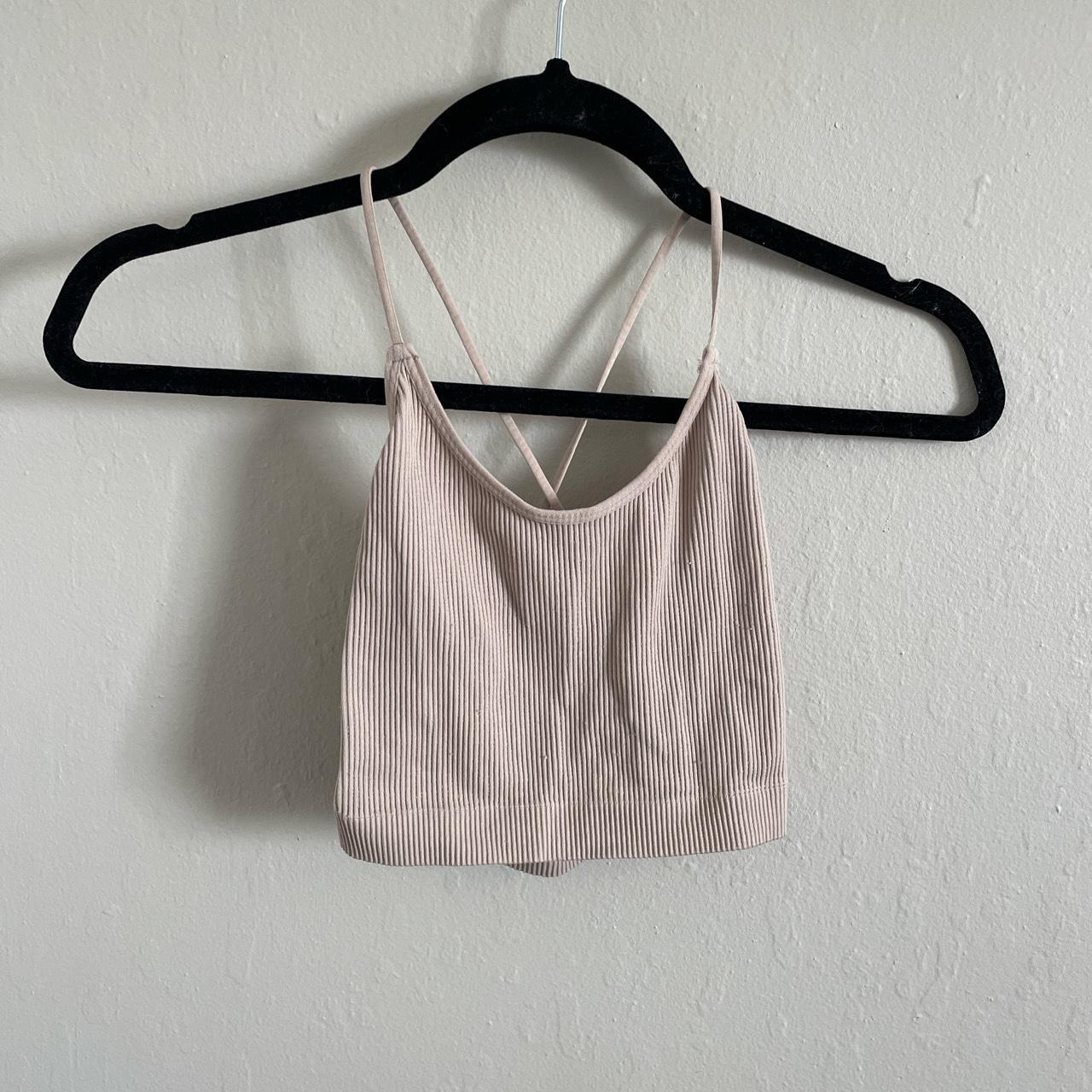 target colsie tan ribbed cropped seamless tank - Depop