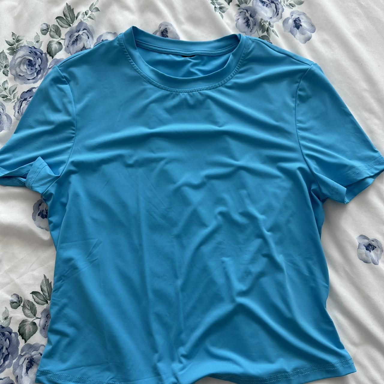 basic blue tshirt - soft, stretchy material -... - Depop
