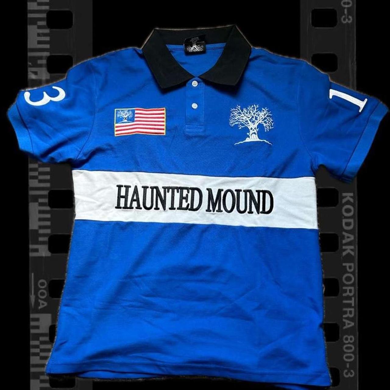 haunted mound blue polo never... - Depop